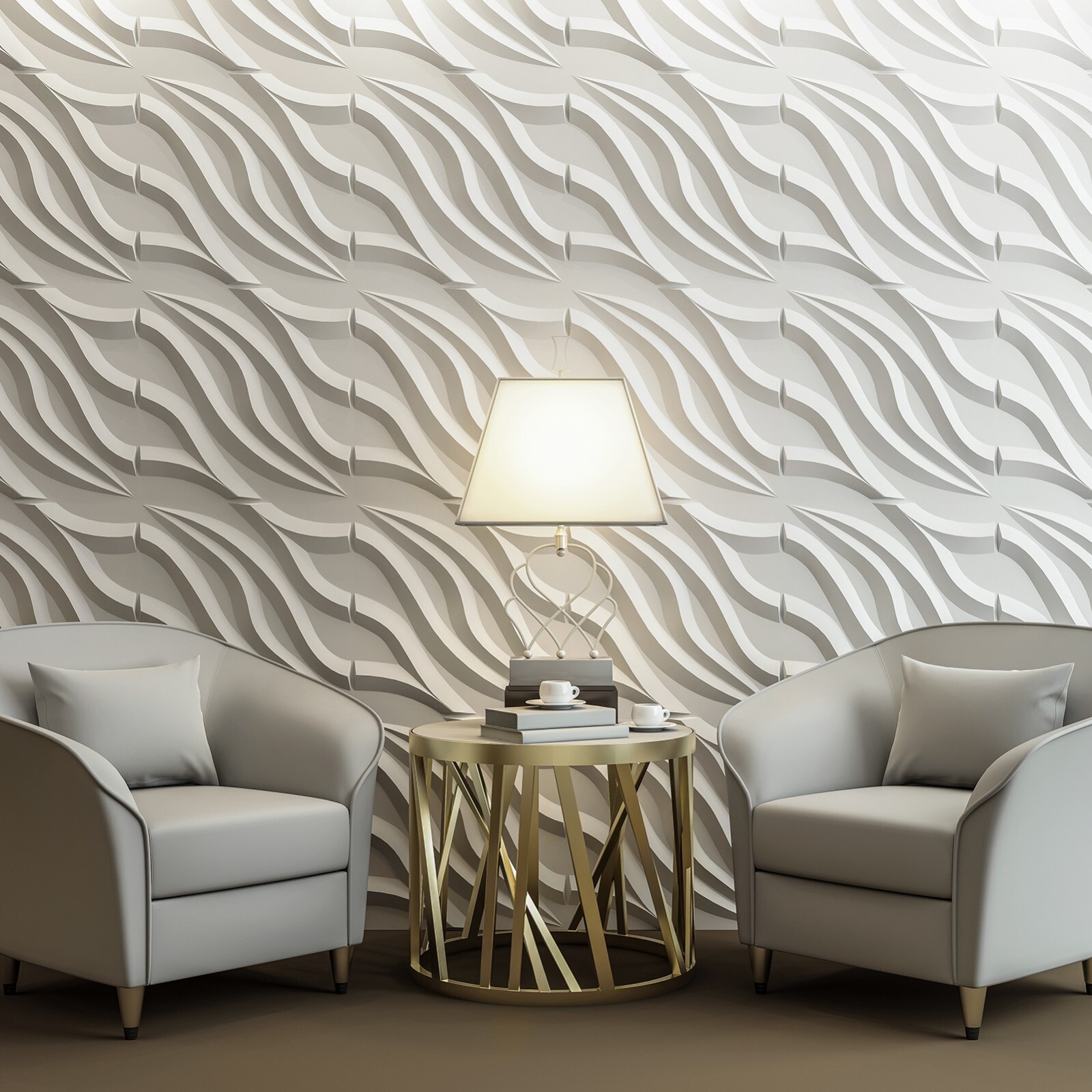 Art3d 19.7x 19.7in PVC 3D Wall Tile-Flowing | Grelly USA