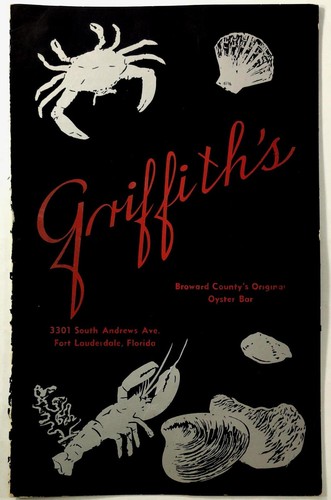 Vintage Full Size Dinner Menu GRIFFITH'S RESTAURANT Fort Lauderdale ...