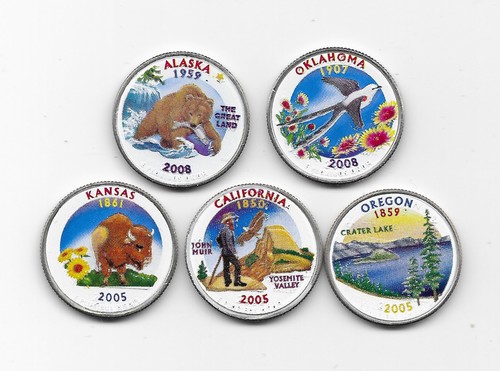 5 - 2005 (3) - 2008 (2) COLOR PHILADELPHIA MINT STATEHOOD QUARTERS | eBay