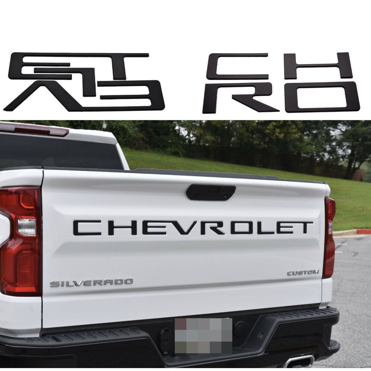 3D Raised Matte Black Tailgate letters for 2019-23 Chevy Silverado 1500 ...