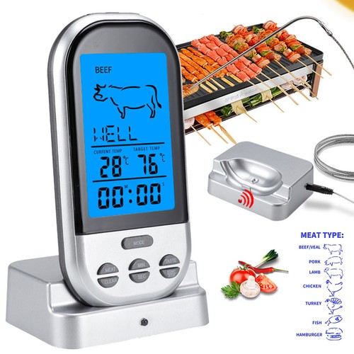 Wireless BBQ Thermometer Remote Programmable Meat Thermometer with ...