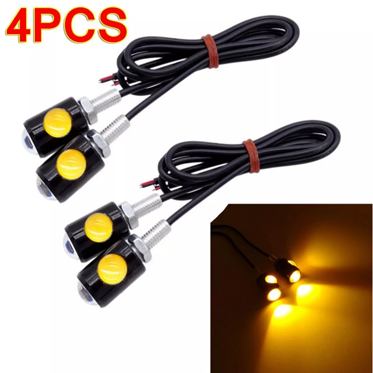 4X Universal Motorcycle Mini LED Turn Signals Indicator Amber Blinker ...