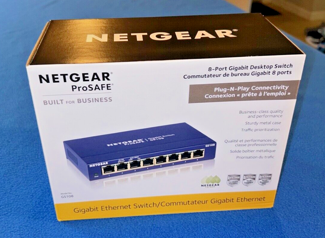 NETGEAR GS108 ProSafe (GS108-400NAS) 8 Port Standalone Gigabit Ethernet ...