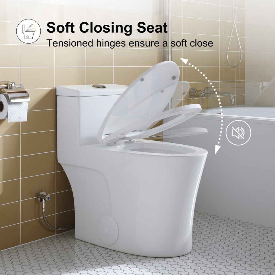 One Piece Toilet Elongated 10" Rough-in W/Comfortable Seat Height Duel ...