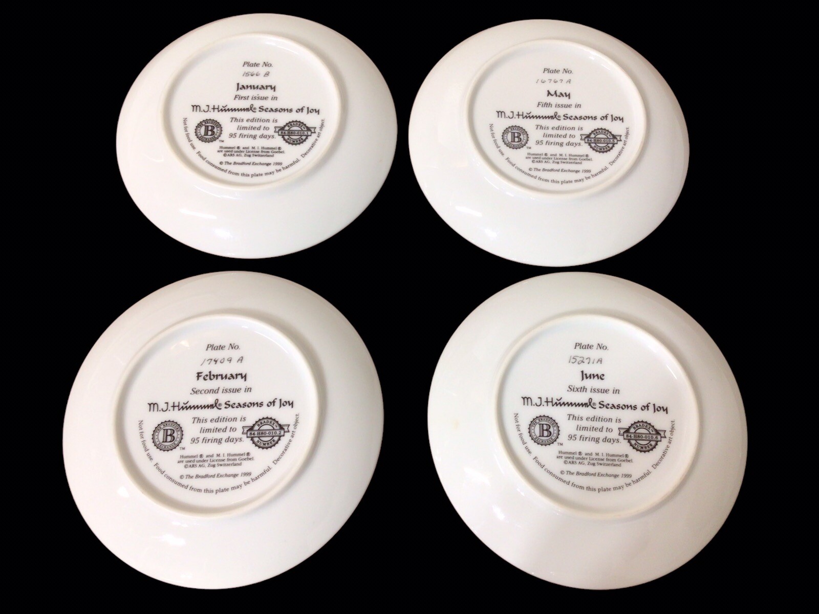 VTG M.J. Hummel Seasons of Joy Perpetual Wood Calendar Tiles, 12 Plates ...