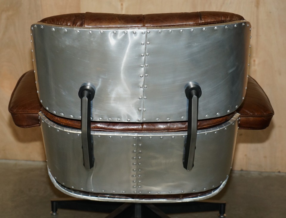 STUNNING HERITAGE BROWN LEATHER HAND HAMMERED AVIATOR LOUNGER ARMCHAIR ...