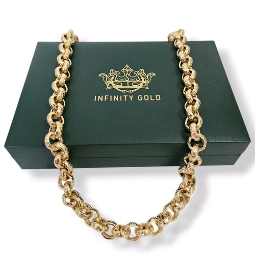 Mens 9ct Gold XP Belcher 12mm Diamond Cut Belcher Chain 190g 30" Length ...