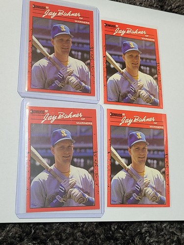 4x- ERROR NO DOT 1990 DONRUSS BASEBALL CARD #448 JAY BUHNER MARINERS ...