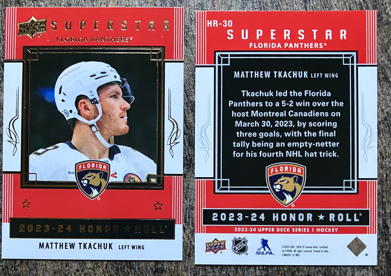 Matthew Tkachuk 2023-24 Upper Deck Superstar Honor Roll #HR-30- Florida ...