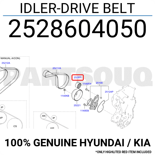 2528604050 Hyundai Idlerdrive Belt 2528604050 Genuine OEM Part for sale ...