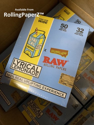 SEALED BOX 50pks of LYRICAL LEMONADE X RAW KING SIZE ROLLING PAPERS ...