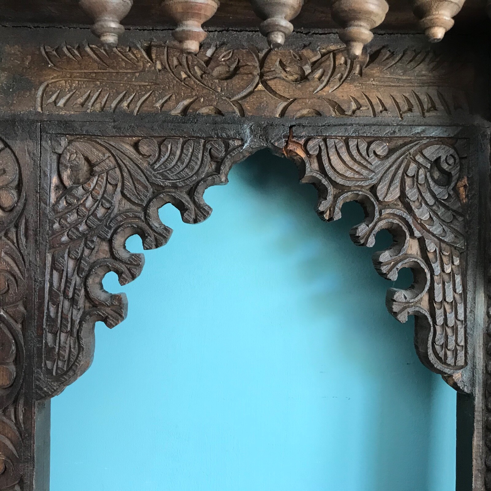 Antique Hand Carved Wood Altar Shrine Pooja Mandir Prayer 42 x 30 x 6 ...