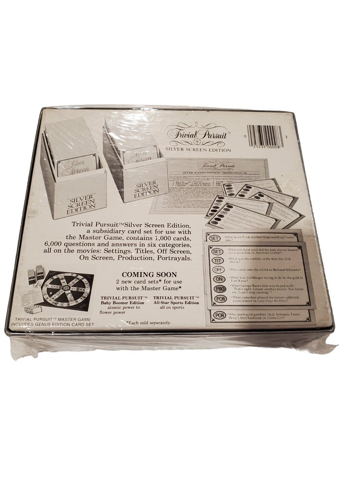 Trivial Pursuit Silver Screen Edition 1000 Card Box Set Trivia Game NEW ...