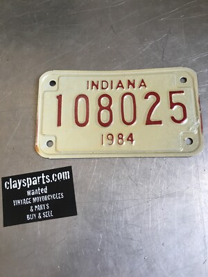 Original Unissued 1984 Indiana motorcycle license plate 108025 ...