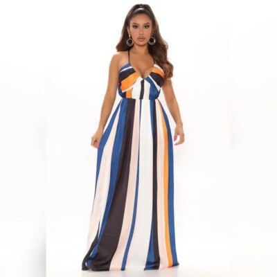 NWT Fashion Nova French Riviera Satin Maxi Dress - Medium | eBay