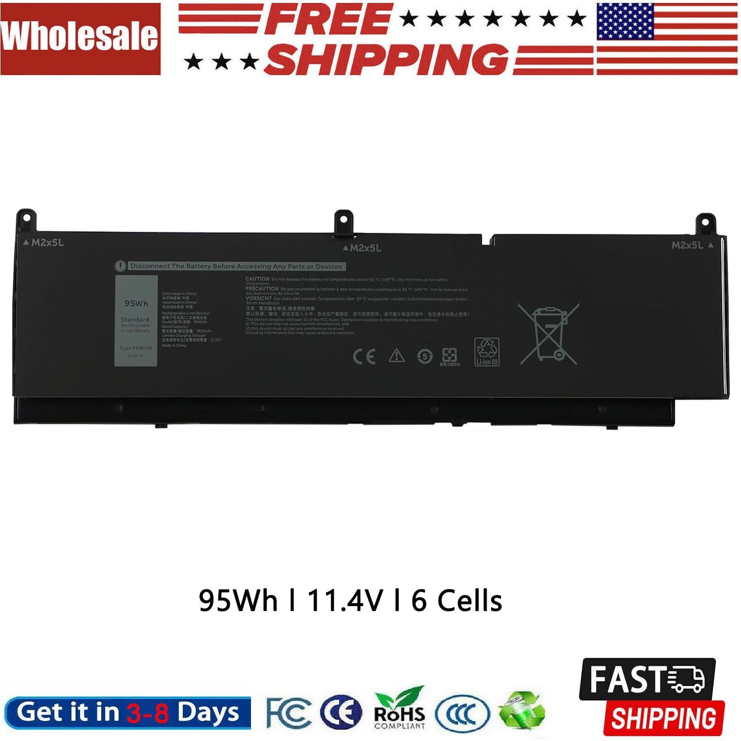 PKWVM Battery For Dell Precision 7550 7560 7750 7760 P44E CR72X 17C06 ...