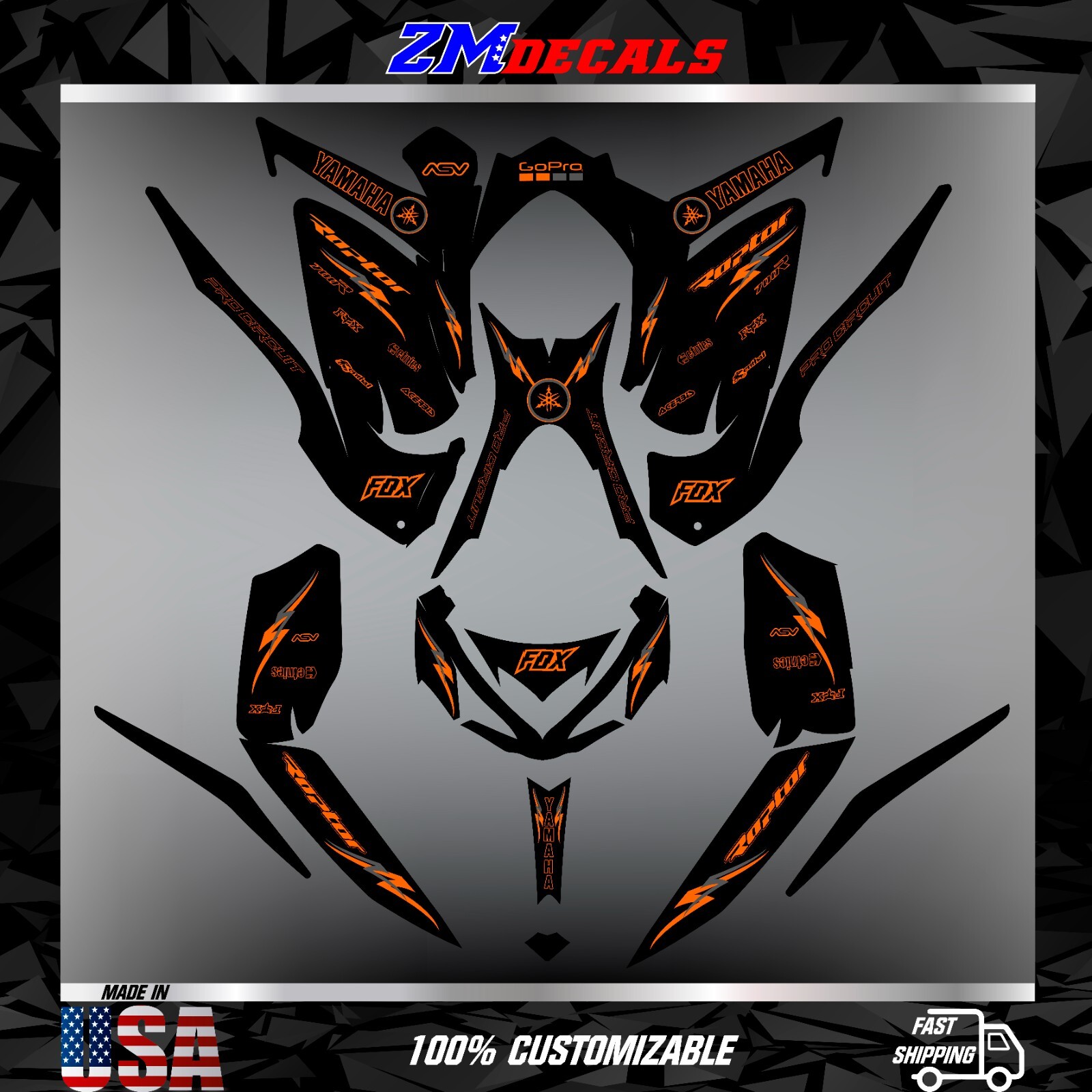 Yamaha Raptor 700 700R graphics kit 2013 2014 2017 to 2025 decals ...