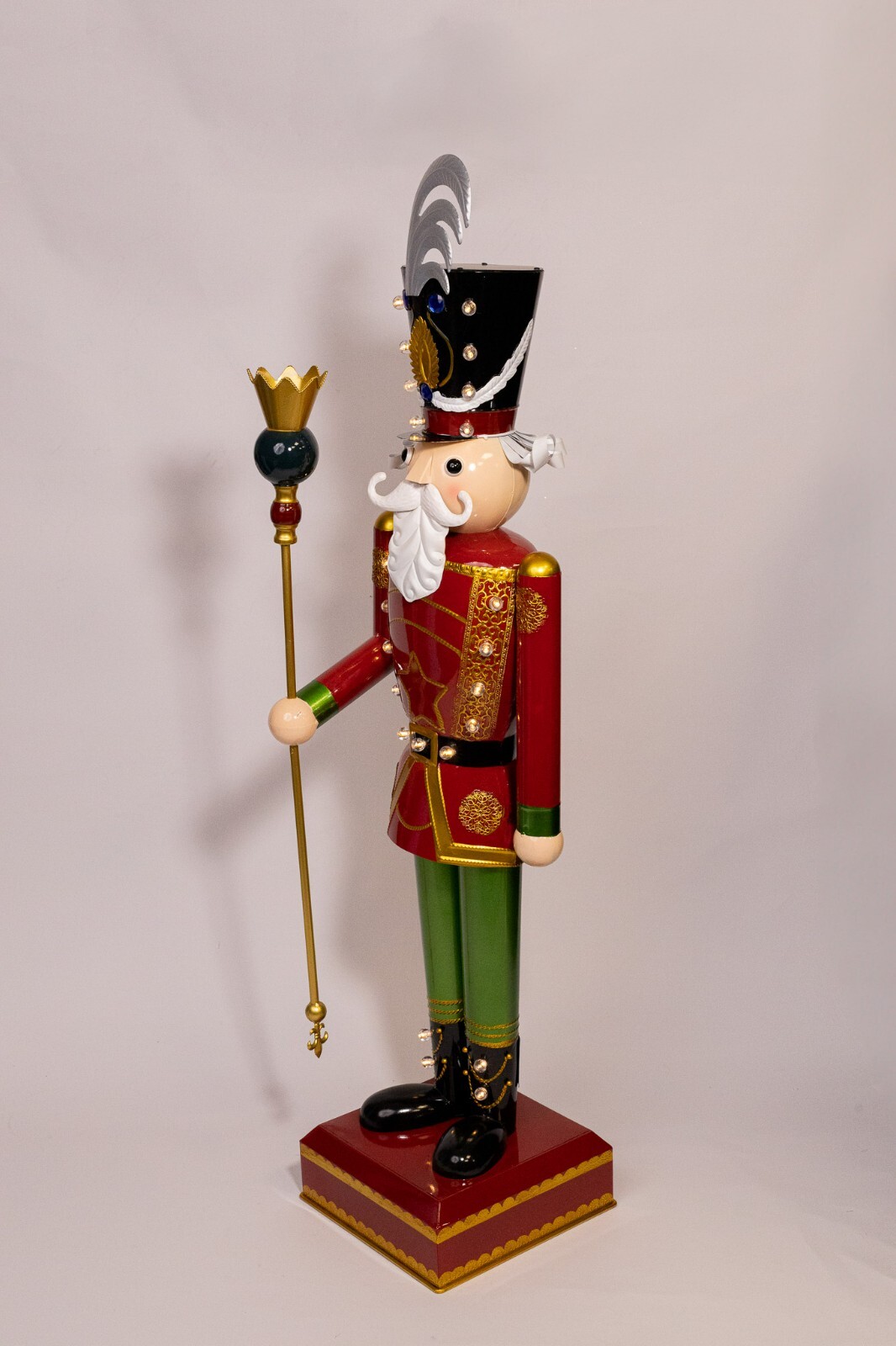 Christmas Large Red & Green 119cm Standing Metal Light Up Nutcracker ...