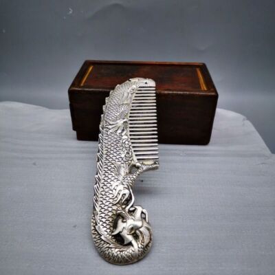 Old Chinese tibet silver handmade dragon comb statue a106 | eBay