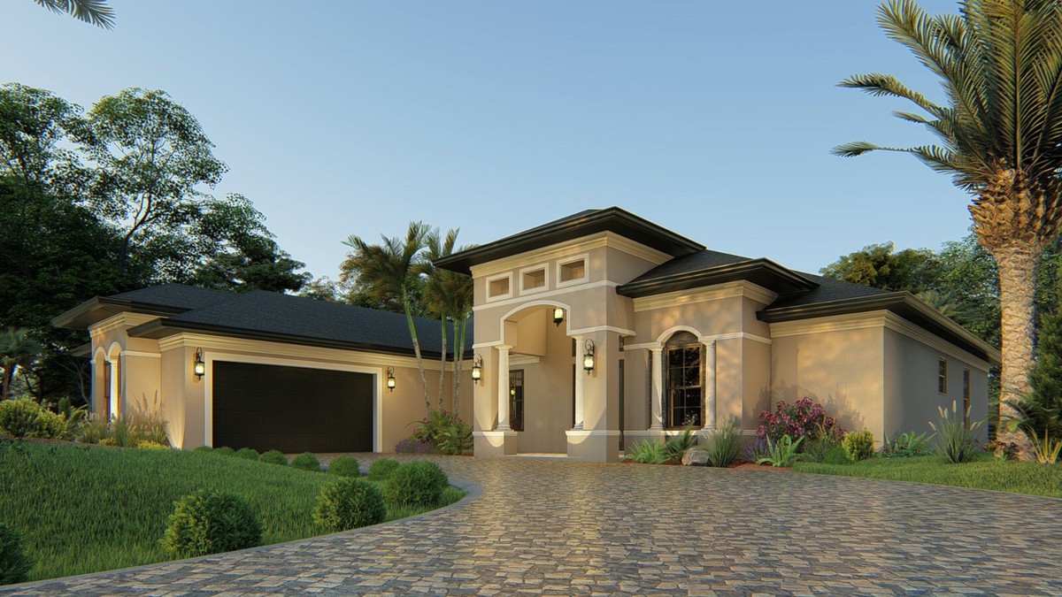 One Level Mediterranean Cottage House Plan 52913 Mediterranean Style