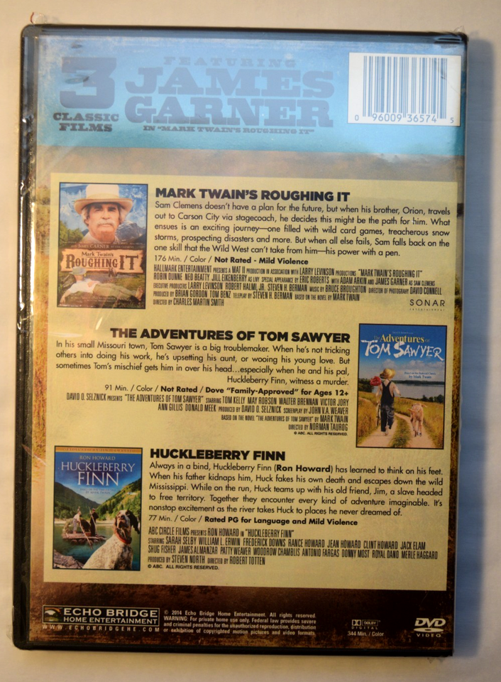 James Garner 3 Classic Films - Roughing It, Huckleberry Finn (DVD ...