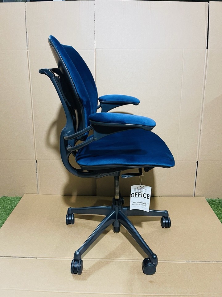 Humanscale freedom chair in *NEW navy blue velvet - UK DELIVERY | eBay UK