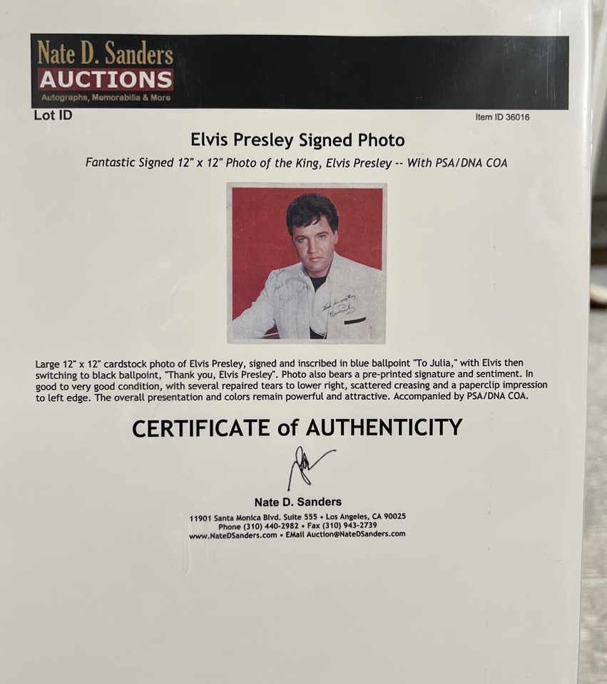 Elvis Presley SIGNED Large Photo Spinout Autograph Frame d PSA/DNA ...