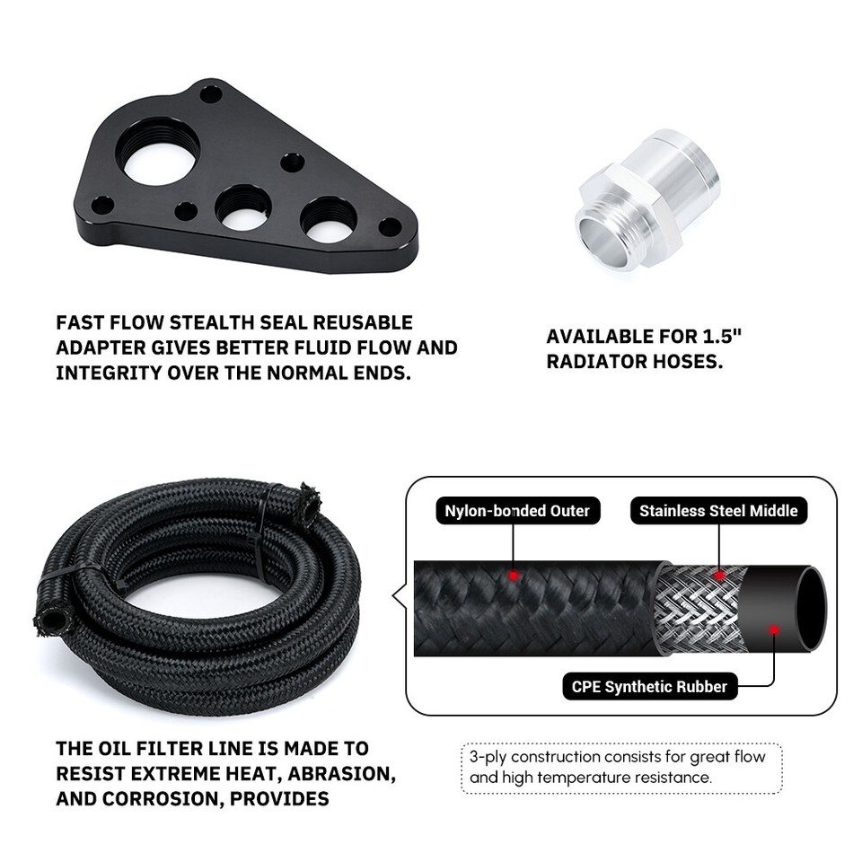 For 96-10 Ford 4.6 5.4 V8 F150 Oil Filter Relocation Kit 98-14 Lincoln ...