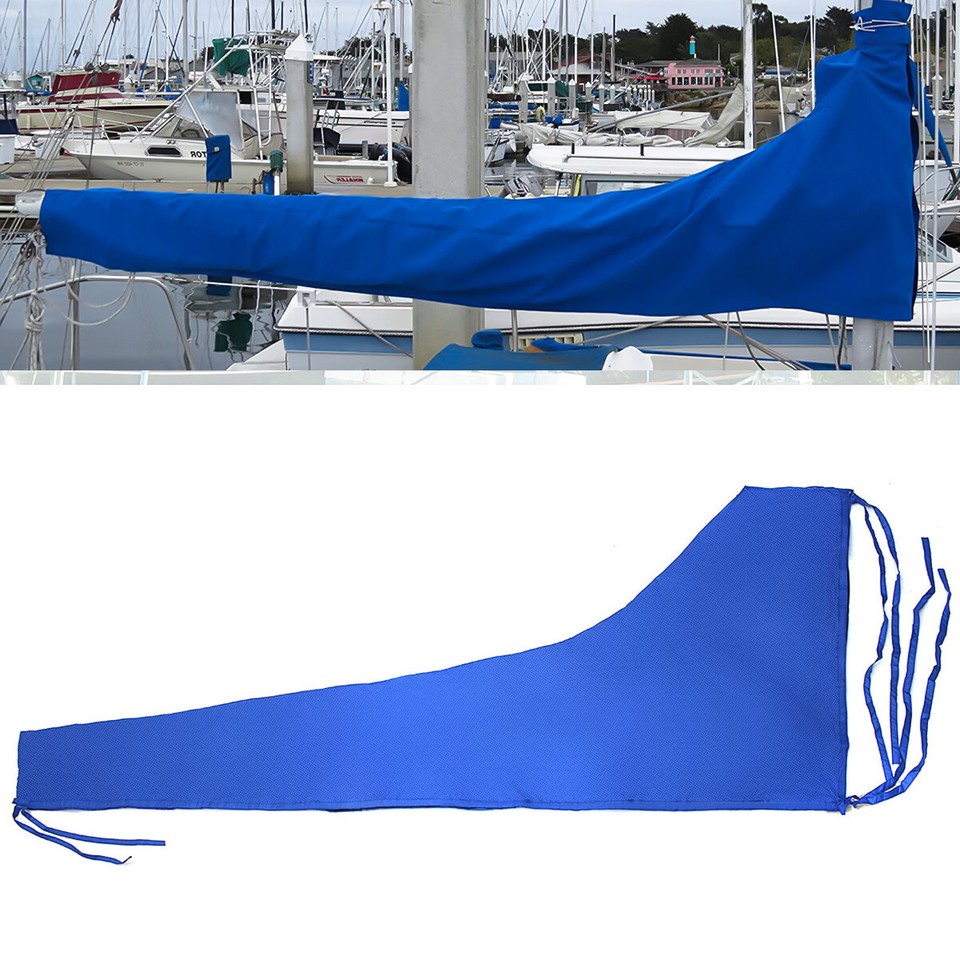 420D 10-12FT Sailboat Mainsail Boom Sail Cover Waterproof Fabric Blue ...