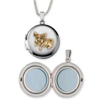 Pig Jewelry Silver And 14k Gold Handmade Pig Photo Locket P1-TND | eBay