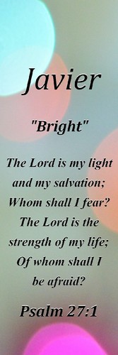 Javier "Bright" Keepsake Name Meaning Bookmark with Bible Verse and ...