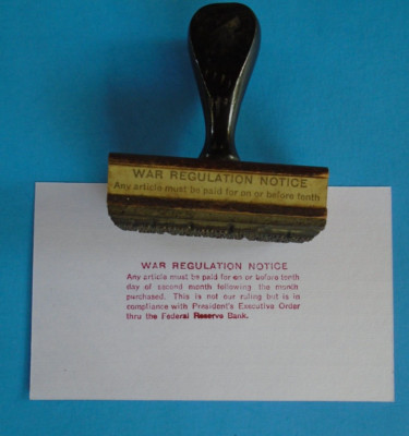 WWII rubber stamp, WAR REGULATION NOTICE | eBay