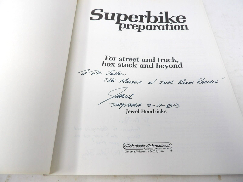 Superbike Preparation by Jewel Hendricks Autographed | eBay