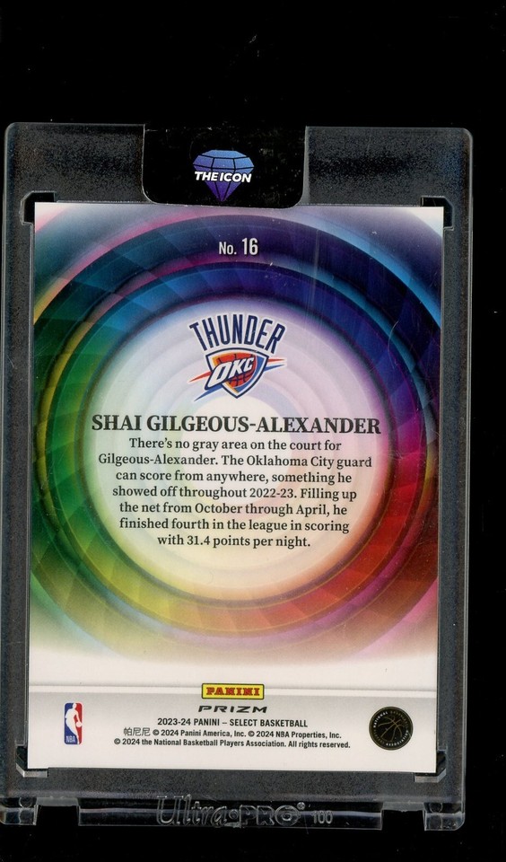 2023-24 Panini Select Color Wheel #16 Shai Gilgeous-Alexander SSP Case ...