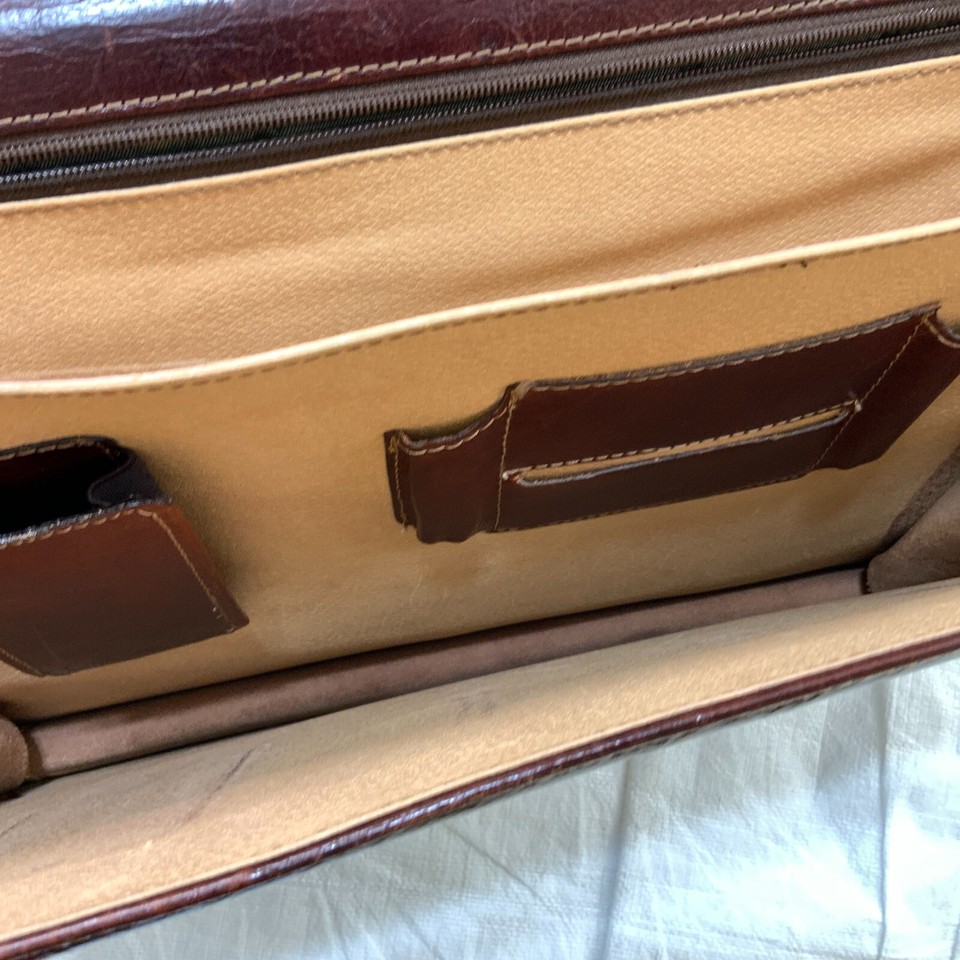 Vintage GIUDI Briefcase Leather Redish Brown Size 16x12.5x4 | eBay