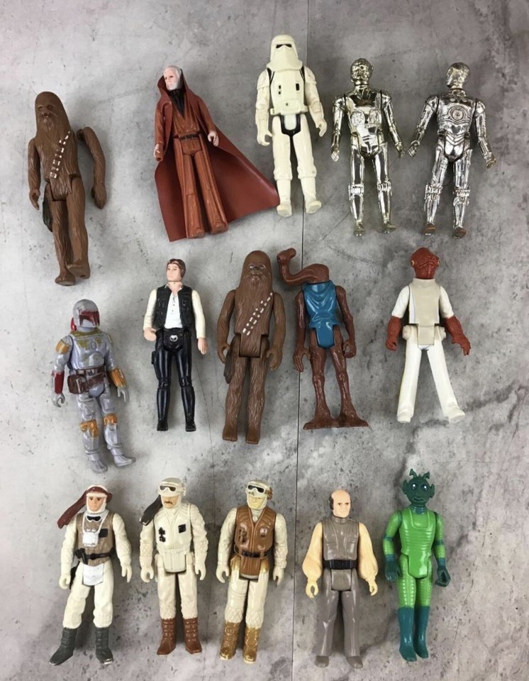 Huge Lot of 37 Vintage Star Wars Action Figures 1970s & 1980s Boba ...