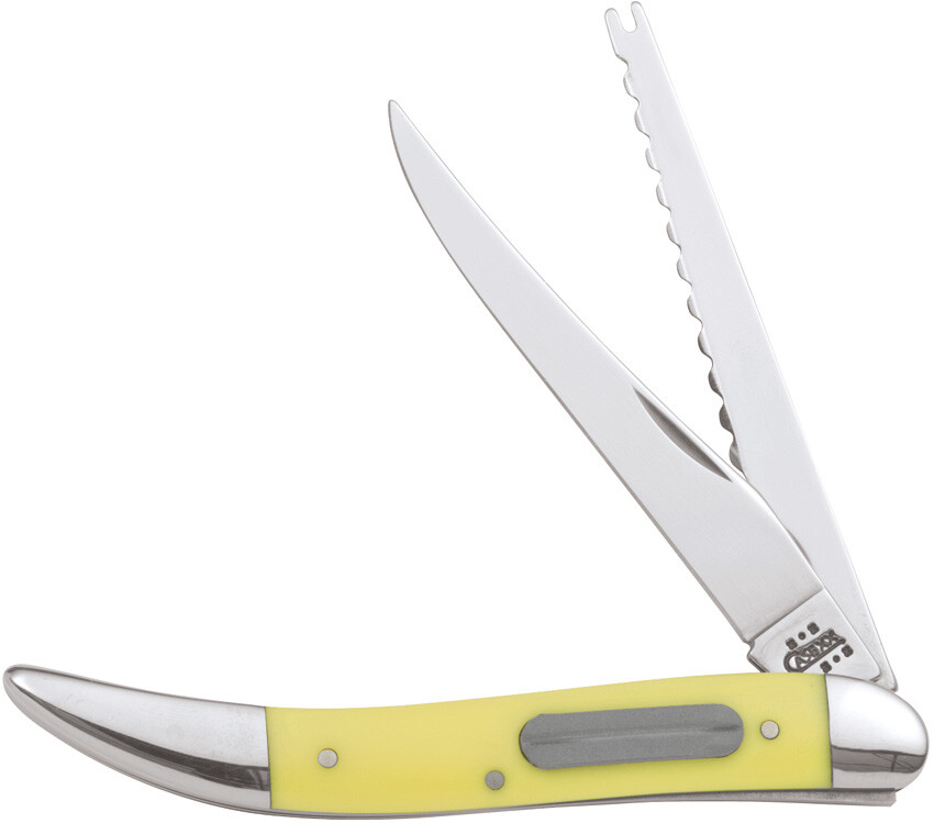 Case Cutlery XX Yellow Fish Scaler Disgorger Clip Pt Folding Pocket ...