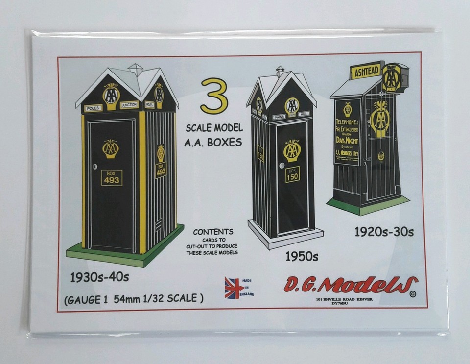 1920s - 1950s AA TELEPHONE BOXES 54mm 1/32 scale A5 card model kit ...