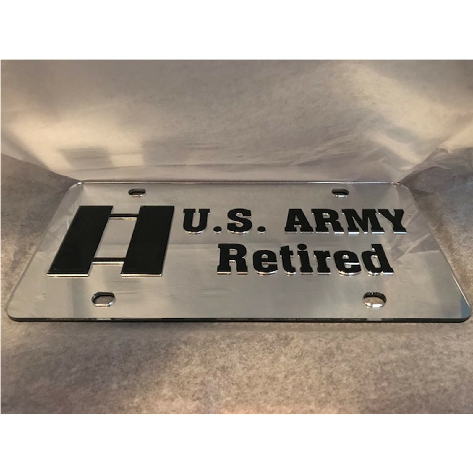 Retired Army Rank Acrylic License Plate Laser Cut 6" x 12" Made in USA ...
