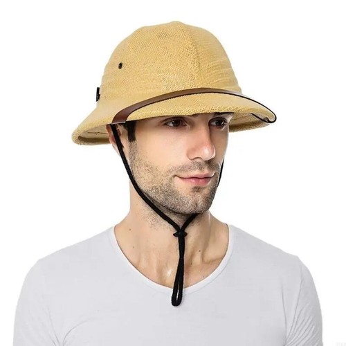 New Men Straw Pith Jungle Helmet African Explorer Sweatband Summer Hat ...