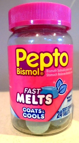 Pepto Bismol Fast Melts 24 Soft Chewable Tablets Winter Frost Nausea ...