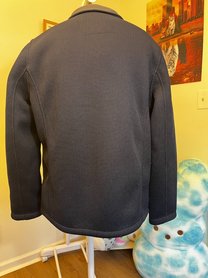 Gerry Waffle Rib Knit Jacket Full Zip Blue Sherpa Lined Mens XL | eBay
