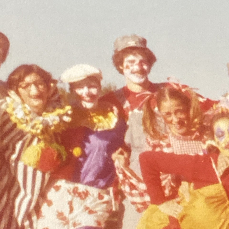 1970s College Girls & Guys Clown Costumes Circus Face Makeup ...