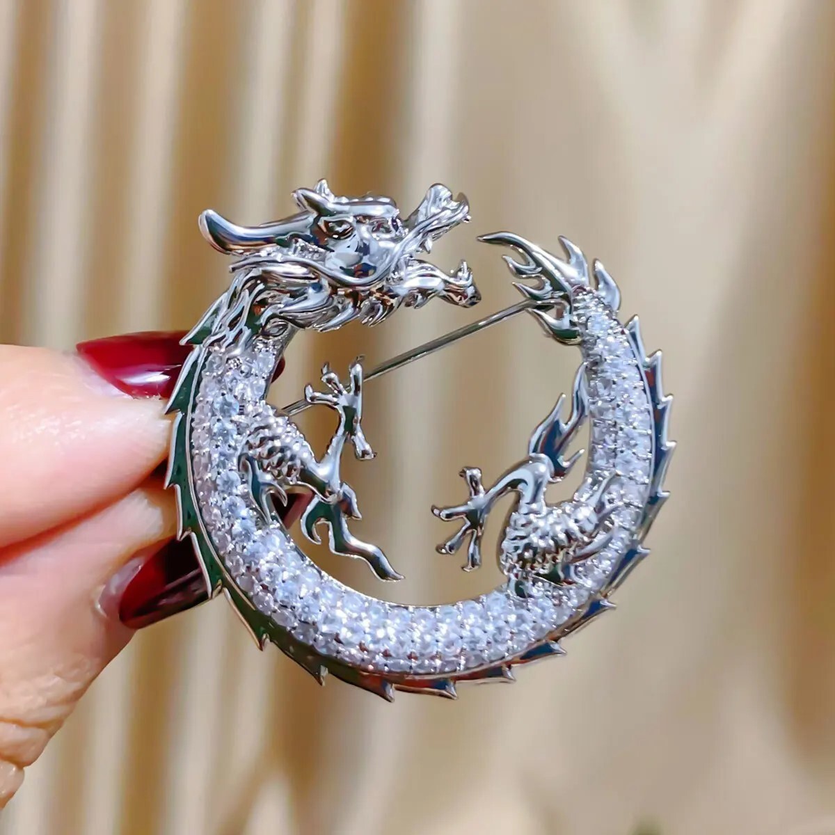 Dragon Pin w/ Ice Inlay Stainless Steel Reptilian Broach Jewelry | eBay