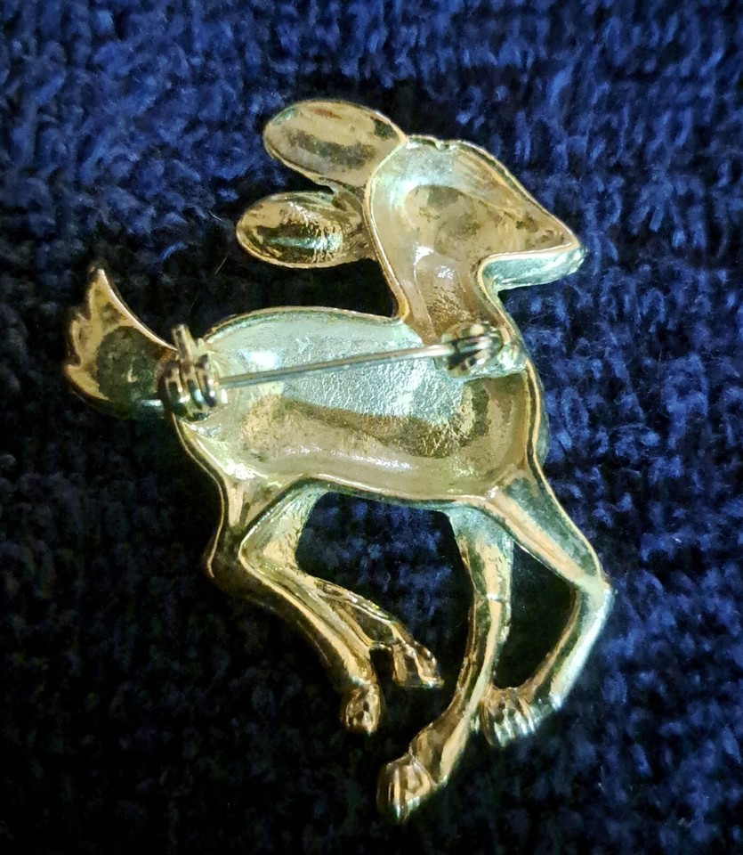 Precious Vintage Running Fawn Brooch Gold Tone With Rhinestone Eye | eBay