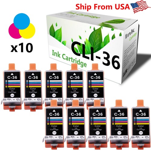 10Pack CLI36 CLI-36 Ink Cartridge For PIXMA IP100B IP100 IP110 mini320 ...