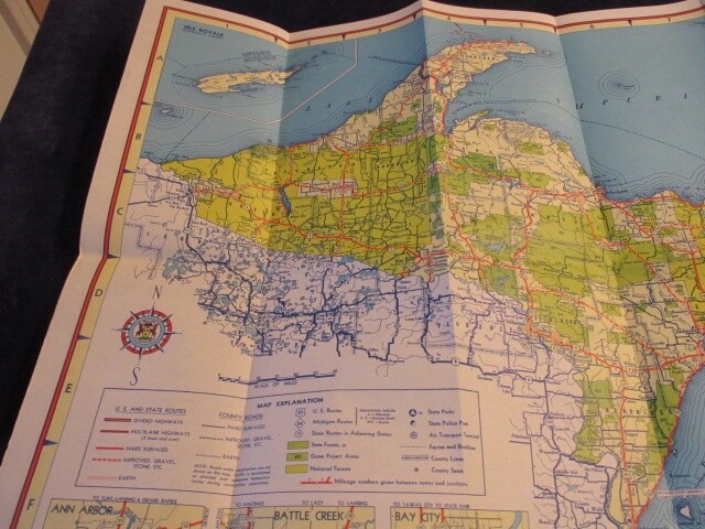 Vintage Official April 1 1950 Michigan Highway State Road Map NOS | eBay