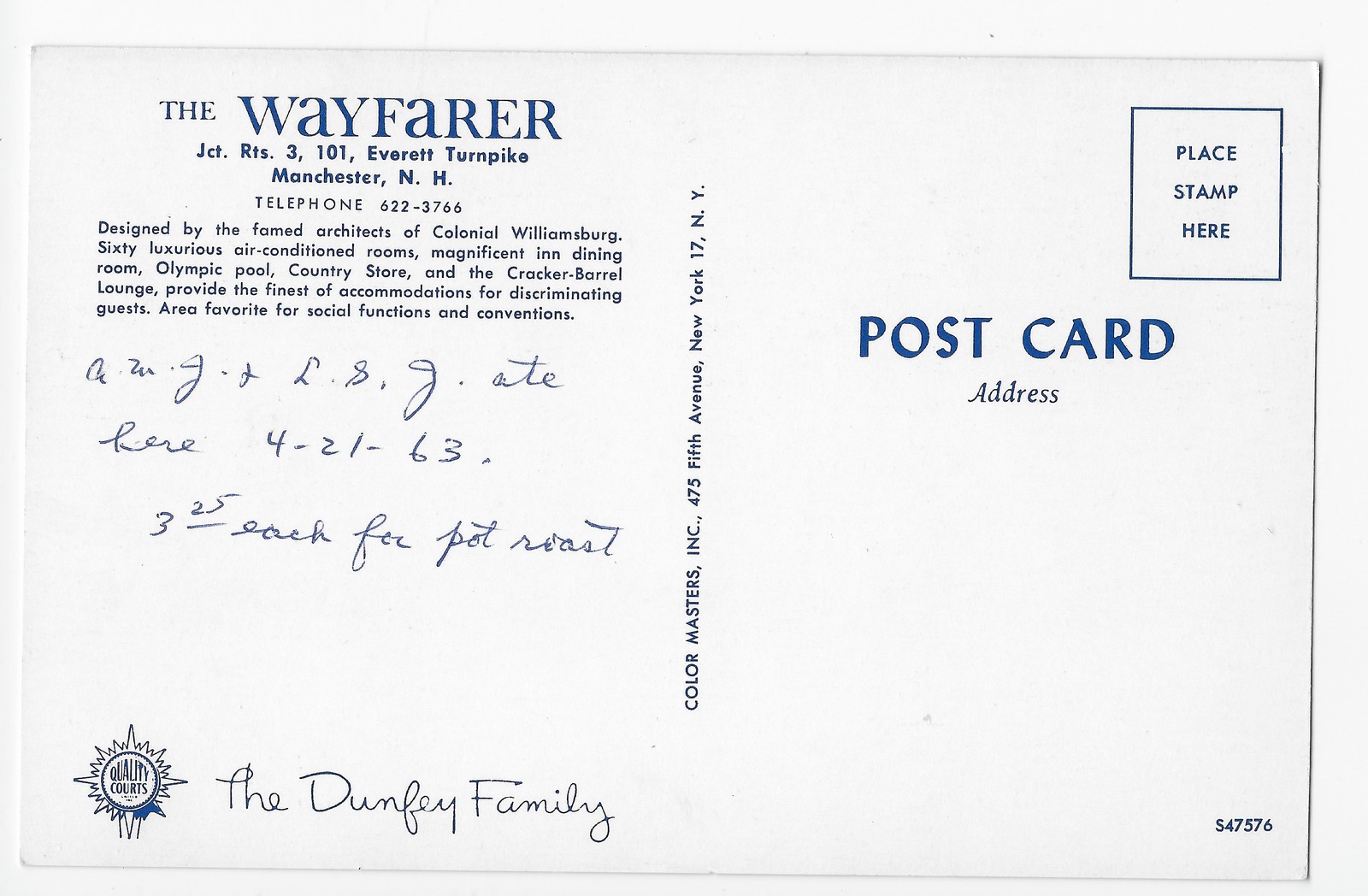 Manchester NH The Wayfarer Everett Turnpike Aerial View Vintage ...