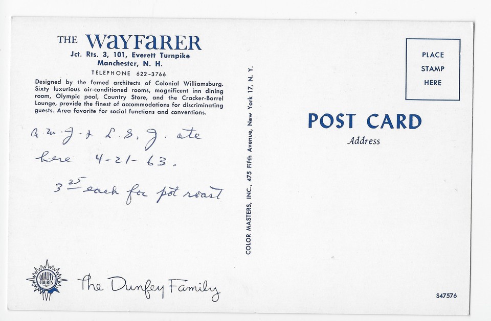 Manchester NH The Wayfarer Everett Turnpike Aerial View Vintage ...