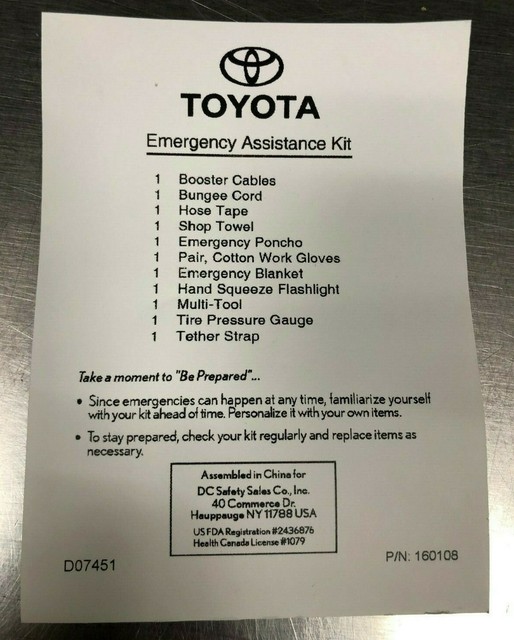 Genuine Toyota Rav4 Emergency Assistance Kit OEM Accessory PT42000130 ...